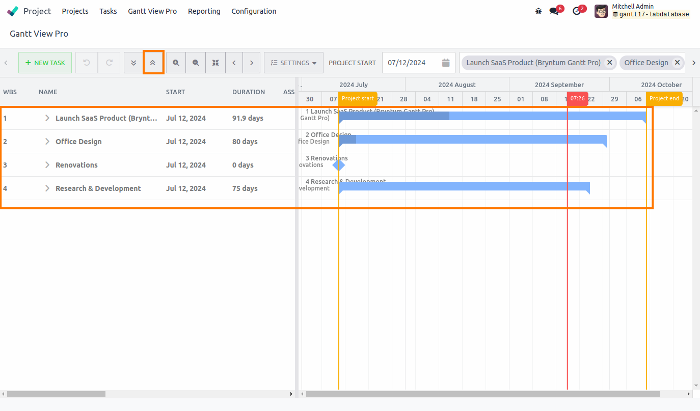 Bryntum Gantt for Odoo Docs